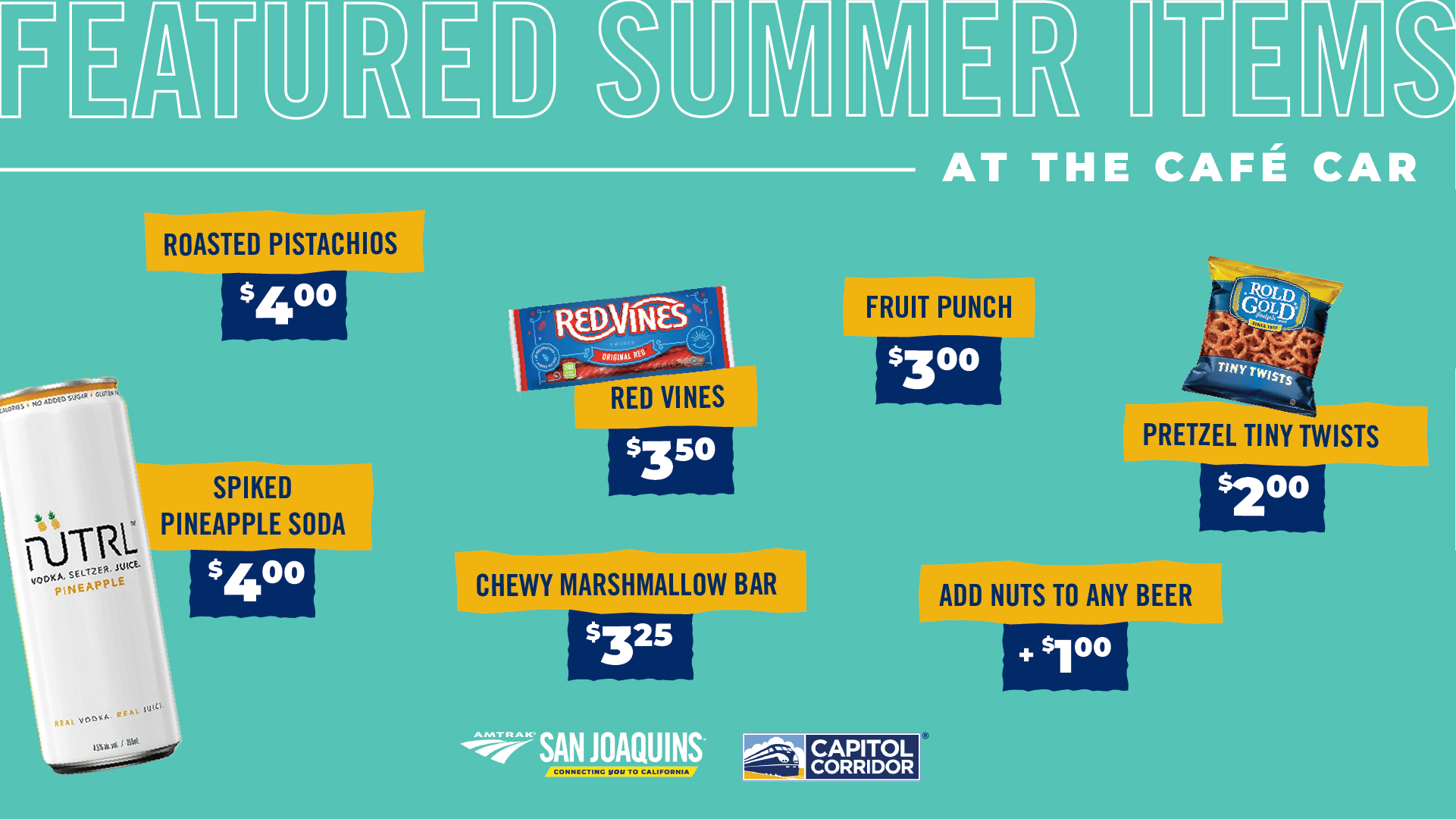 Cafe Car Menu - Amtrak San Joaquins